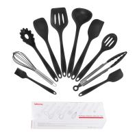 China 10 Piece Silicone Kitchen Utensil Set with Wooden Handle 446°F Heat Resistant for sale