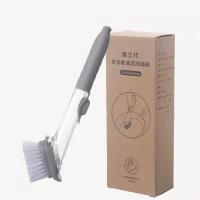 China Kitchen Tools Cleaning Brushes 2 in 1 Dish Washing Brush with Long Handle and Sponge for sale