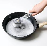 China Kitchen Tools Cleaning Brushes 2 in 1 Dish Washing Brush with Long Handle and Sponge for sale