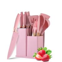 China Food Grade Silicone Kitchen Utensils Set 14 Piece Nonstick Cooking Tools with Wooden Handle 446°F Heat Resistant for sale