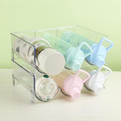 China PET Wine Bottle Organizer Shelf 29.4x20.2x10.1cm for Kitchen Cabinet Fridge Drink Storage for sale