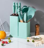 China Food Grade Silicone Kitchen Utensils Set 14 Piece Nonstick Cooking Tools with Wooden Handle 446°F Heat Resistant for sale
