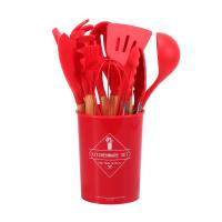 China 11-Piece Non-Stick Silicone Kitchen Utensil Set with Wooden Handle 446°F Heat Resistant for sale