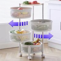 China Multifunctional Design PP Material Metal Rotating Kitchen Shelf Rack for Home Storage for sale