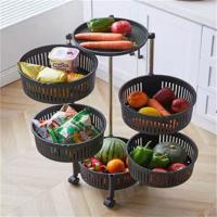China Multifunctional Design PP Material Metal Rotating Kitchen Shelf Rack for Home Storage for sale