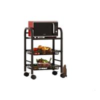 China Carbon Steel 3 Tier Rotating Storage Trolley 58x35x74cm Movable Kitchen Shelf for sale