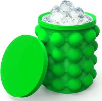China 40 Cubes Silicone Ice Maker 13x13x14cm Round Ice Bucket Mold with PP Cup and Funnel Blue Green Yellow for sale