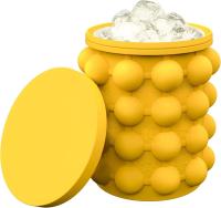China 40 Cubes Silicone Ice Maker 13x13x14cm Round Ice Bucket Mold with PP Cup and Funnel Blue Green Yellow for sale