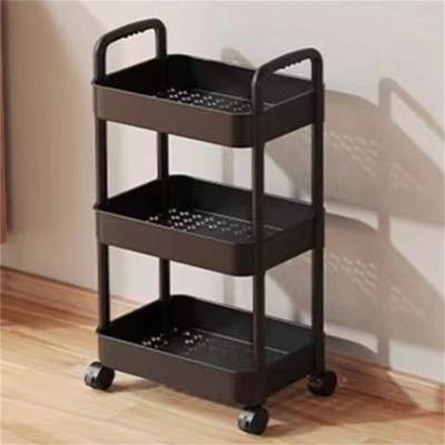 China Three Layer Kitchen Rotating Shelving 37x25x71.5cm PP Vegetable Fruit Storage Rack for sale