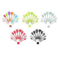 China Food Grade Silicone Kitchen Utensil Set 10 Pcs Nonstick High Temperature 446F Wooden Handle for sale