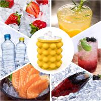 China 40 Cubes Silicone Ice Maker 13x13x14cm Round Ice Bucket Mold with PP Cup and Funnel Blue Green Yellow for sale