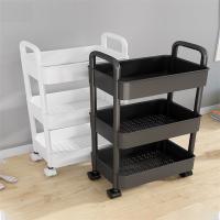 China Three Layer Kitchen Rotating Shelving 37x25x71.5cm PP Vegetable Fruit Storage Rack for sale