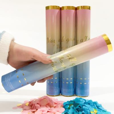 China Custom Logo Confetti Powder Cannon 100cm Gender Reveal Party Smoke Powder Sticks for sale