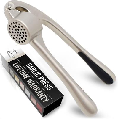 China Chrome-faced Zinc Alloy Manual Garlic Press 17x3.5x4.5cm Kitchen Tool for sale