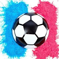 China Gender Reveal Soccer Ball 14cm with Blue and Pink Powder Baby Shower Party Supplies for sale