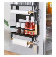 China 4 Tier Magnetic Fridge Organizer with Paper Towel Holder 5 Hooks 2.6KG Capacity Carbon Steel for sale