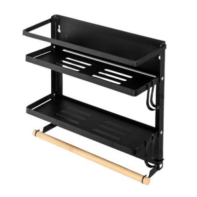 China Magnetic Paper Towel Holder Kitchen Organizer Carbon Steel Spice Rack 30x11x30cm for sale