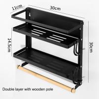 China Magnetic Paper Towel Holder Kitchen Organizer Carbon Steel Spice Rack 30x11x30cm for sale