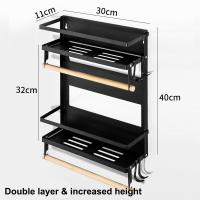 China Magnetic Paper Towel Holder Kitchen Organizer Carbon Steel Spice Rack 30x11x30cm for sale