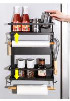 China Magnetic Paper Towel Holder Kitchen Organizer Carbon Steel Spice Rack 30x11x30cm for sale