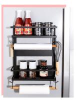 China Magnetic Paper Towel Holder Kitchen Organizer Carbon Steel Spice Rack 30x11x30cm for sale