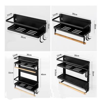 China Carbon Steel Refrigerator Side Shelf with Rubber Magnetic 30x11x10cm Kitchen Storage Rack for sale