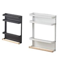 China Magnetic Spice Rack Organizer for Refrigerator Metal Fridge Shelf Storage Holder 29x8x32cm for sale