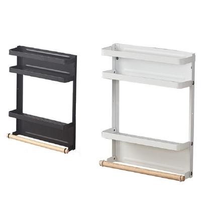 China Magnetic Spice Rack Organizer for Refrigerator Metal Fridge Shelf Storage Holder 29x8x32cm for sale