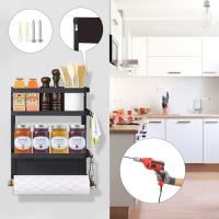 China Magnetic Spice Rack Organizer for Refrigerator Metal Fridge Shelf Storage Holder 29x8x32cm for sale