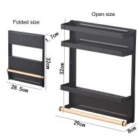 China Magnetic Spice Rack Organizer for Refrigerator Metal Fridge Shelf Storage Holder 29x8x32cm for sale