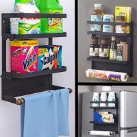 China Magnetic Spice Rack Organizer for Refrigerator Metal Fridge Shelf Storage Holder 29x8x32cm for sale