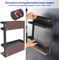 China Magnetic Spice Rack Organizer for Refrigerator Metal Fridge Shelf Storage Holder 29x8x32cm for sale