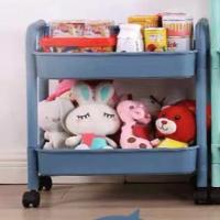 China Customizable Two Tier Storage Shelf 37x25x43.5cm PP Trolley for Bedroom Bathroom for sale