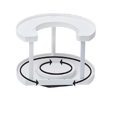 China ABS Rotating Shelf Cabinet Organizer 32x27x17-21cm Home Cosmetic Storage Rack with Custom Logo for sale