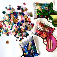 China Autoinflation Inflatable Confetti Gun 17x14.5cm Plastic Party Toy for Gender Reveal Birthday Wedding for sale