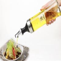 China 500ml Clear Glass Olive Oil Dispenser with Wide Opening for Easy Refill and Cleaning for sale