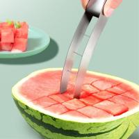 China 304 Stainless Steel Watermelon Slicer Cutter 24cm Fruit Corer and Tongs All in One Cutting Machine for sale