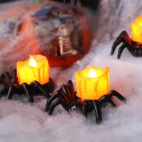 China LED Candle Lamp Spider Night Light Ornaments 7x8.5x5cm Plastic Halloween Decor with Custom Logo for sale