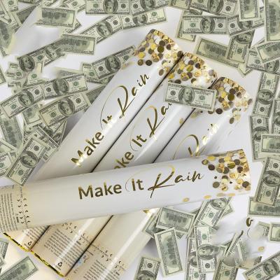 China Custom Logo Iron Bottle Money Confetti Cannon Handheld Party Supplies 30cm 40cm for sale