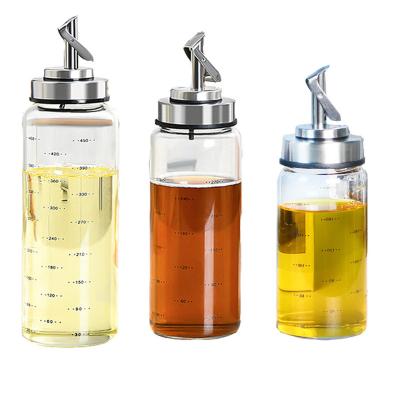 China Stainless Steel Glass Oil Bottle and Vinegar Dispenser 500ml 17oz for Kitchen Baking Frying for sale