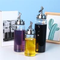 China Stainless Steel Glass Oil Bottle and Vinegar Dispenser 500ml 17oz for Kitchen Baking Frying for sale