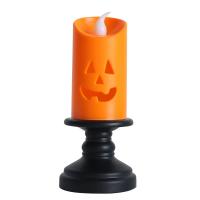China LED Pumpkin Candle Holder Halloween Decoration Night Light 8x12cm Plastic Candlestick Lamp for sale
