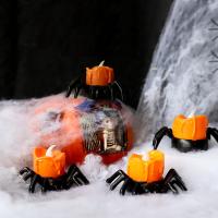 China LED Pumpkin Candle Holder Halloween Decoration Night Light 8x12cm Plastic Candlestick Lamp for sale