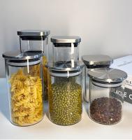 China Borosilicate Glass Storage Containers with Stainless Steel Lid 6.5x8cm 6.5x10cm for sale