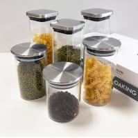 China Borosilicate Glass Storage Containers with Stainless Steel Lid 6.5x8cm 6.5x10cm for sale