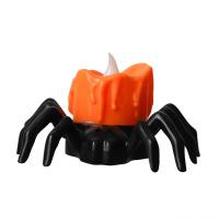 China Halloween LED Candelabra Pumpkin Candle Lamp Plastic Decoration 7x8.5x5cm for sale