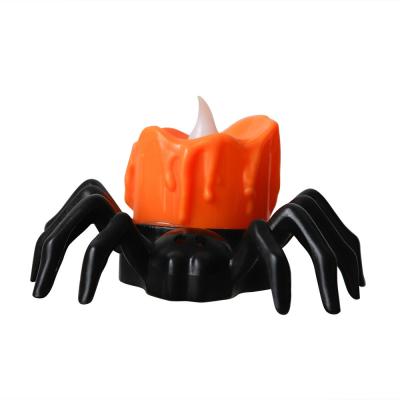 China Halloween LED Candelabra Pumpkin Candle Lamp Plastic Decoration 7x8.5x5cm for sale