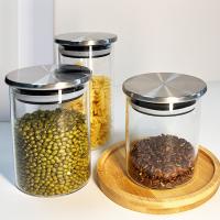 China Borosilicate Glass Storage Containers with Stainless Steel Lid 6.5x8cm 6.5x10cm for sale