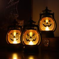 China Halloween LED Candelabra Pumpkin Candle Lamp Plastic Decoration 7x8.5x5cm for sale