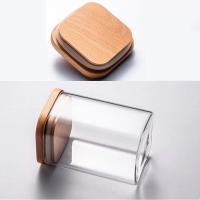 China Borosilicate Glass Food Storage Container with Bamboo Lid 300ml 500ml Spice Jar for sale